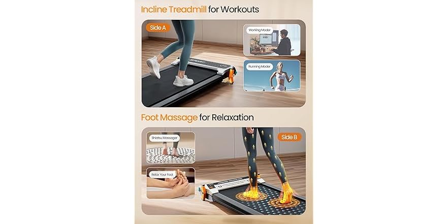 AKLUER 2-in-1 Foot Massage Treadmill