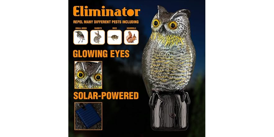 Owl Decoy - Solar Powered & Motion Activated