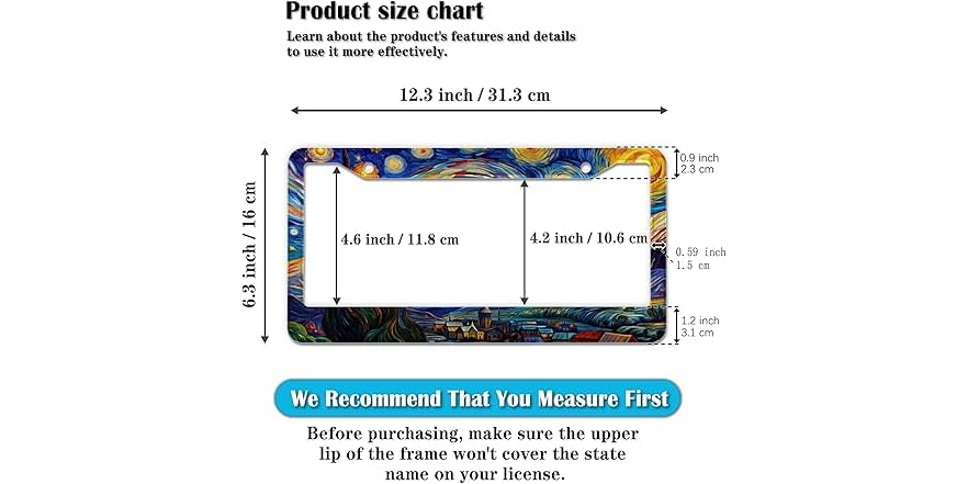 License Plate Frame Starry Night 2Pk