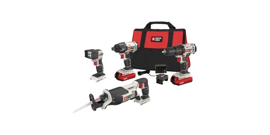 PORTER CABLE 20V MAX* 4-Tool Kit w/3rd Battery