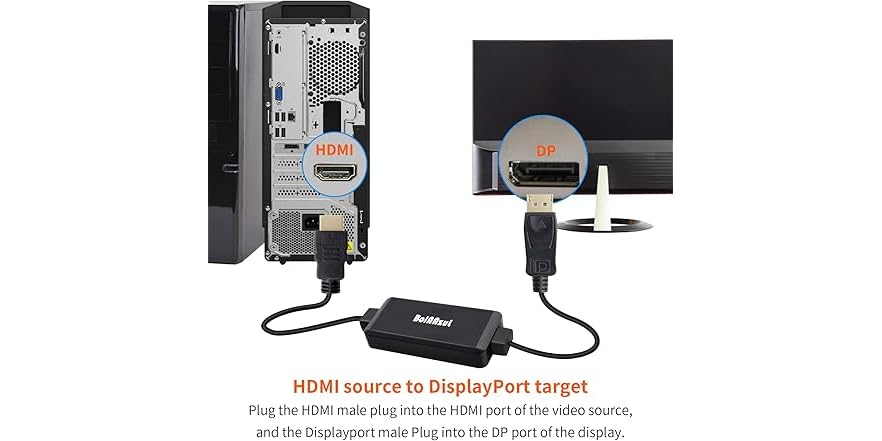 4K HDMI to Displayport Cable 6FT 2 Pack