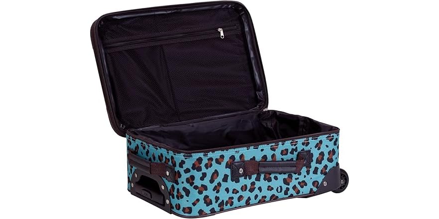 Rockland Jungle Softside Upright Blue Leopard, 4-Piece Set