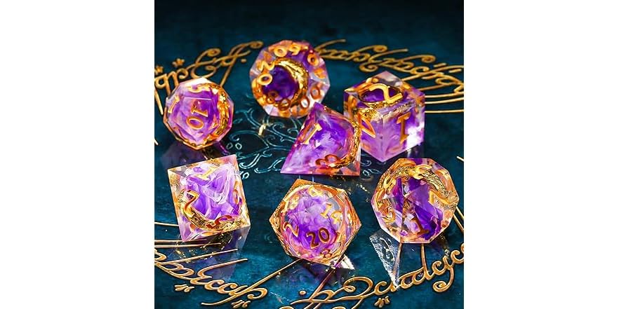 7PCS Dice Set DND,Gold Ring Dice Set