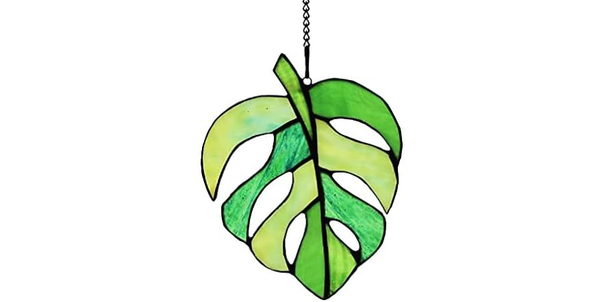 Monstera Stained Glass Window Hanging
