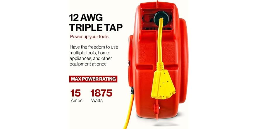 ReelWorks Extension Cord Reel 12AWG x 65'