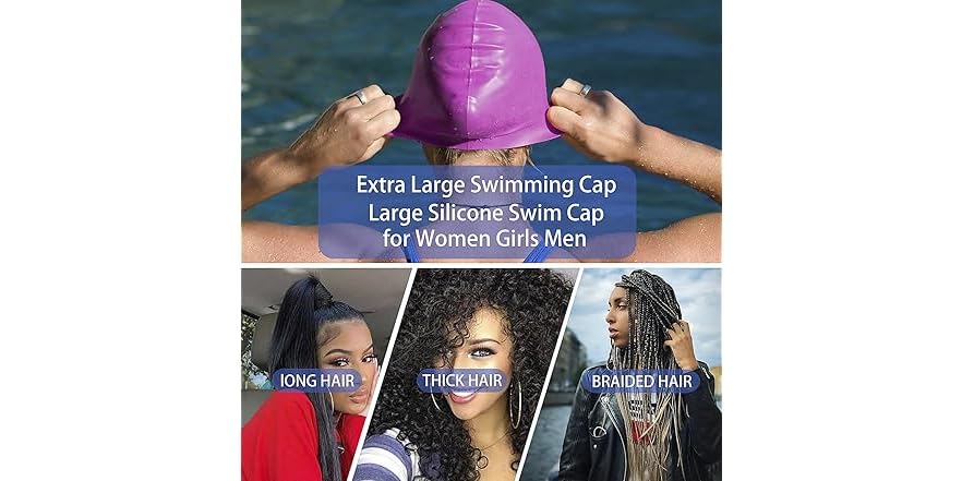 Extra Large Swim Caps for Braids - 4 Pack