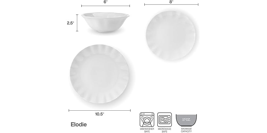 Mikasa Elodie Scalloped 12 Piece Bone China Set (Open Box)