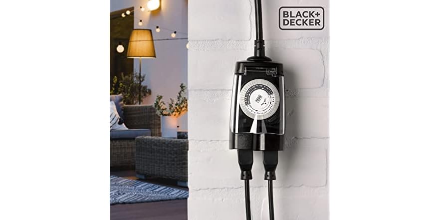 BLACK+DECKER Grounded Outdoor Timer, 2pk