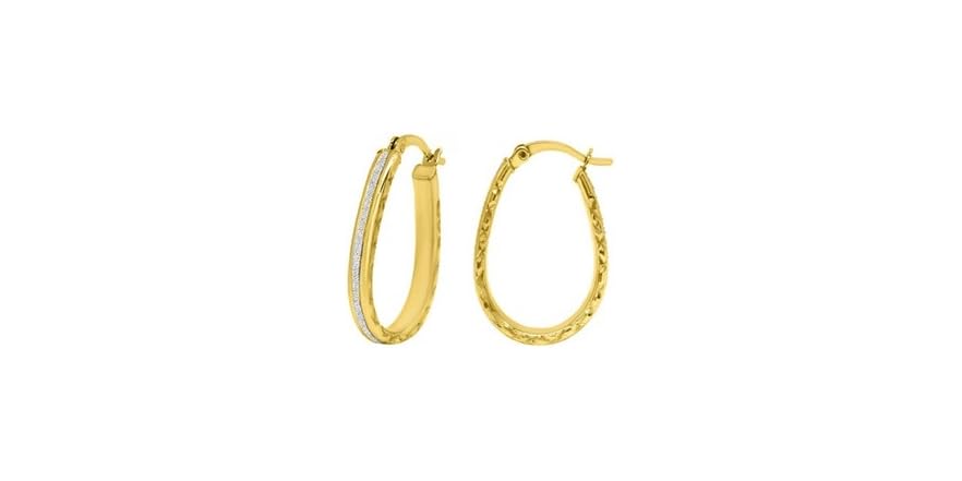 Yeidid Italian Crystal Dust Oval Hoops