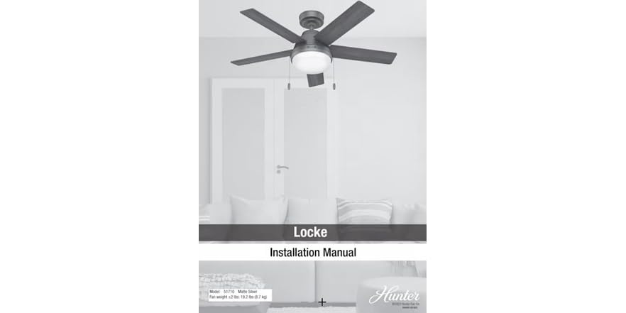 44" Hunter Fan Locke Matte Silver