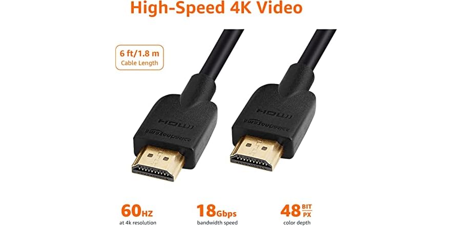 (3 Pack) AmazonBasics 6FT High-Speed HDMI Cable (18Gbps, 4K/60Hz)