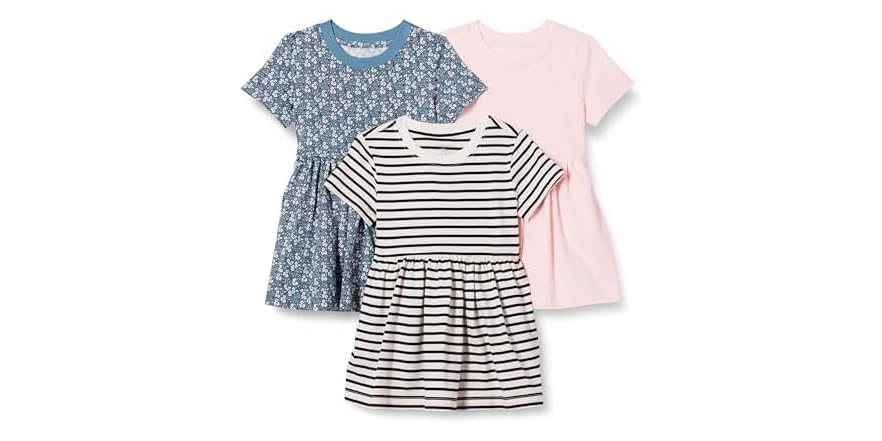 Amazon Girls' Jersey Dress, Pack of 3