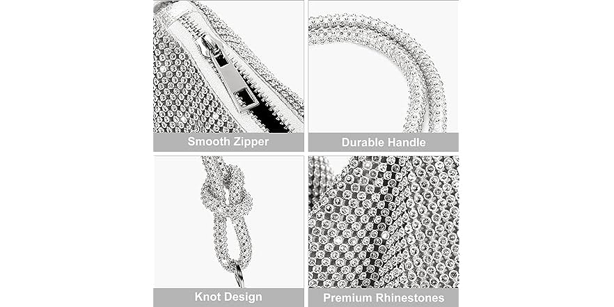 Rhinestone Shiny Silver Clutch Purse