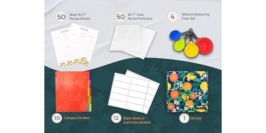50 Page Recipe Binder & Measuring Cups