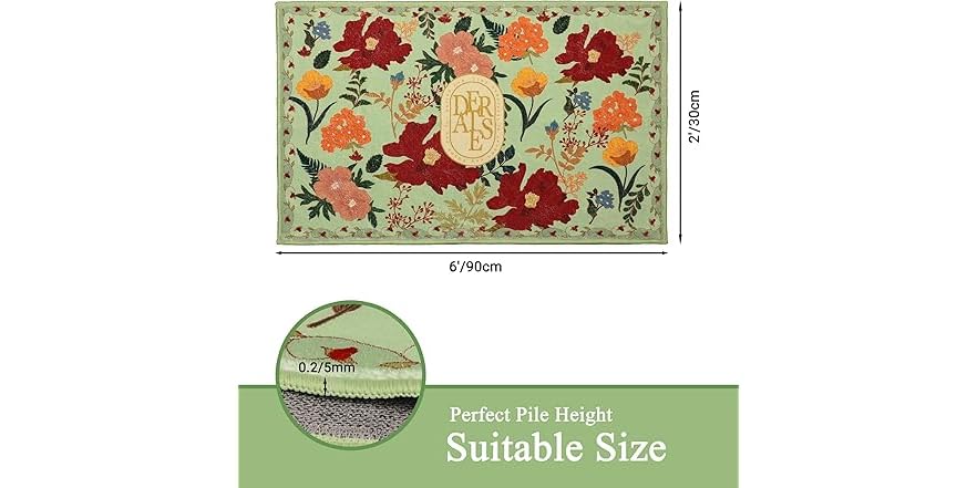 ROTTOGOON 2' x 3' Floral Hallway Runner Rug