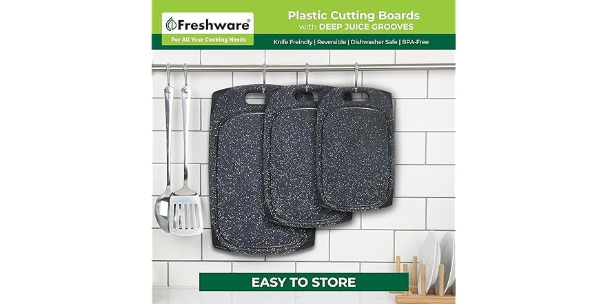 Freshware Plastic Cutting Boards, Set of 3