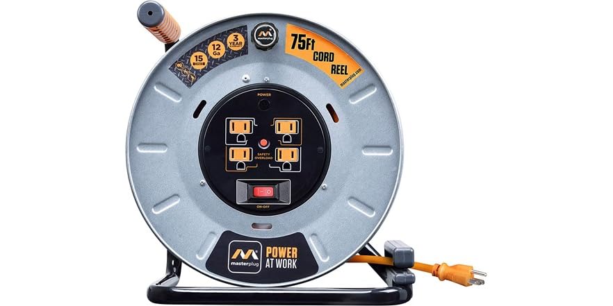MasterPlug 75' Metal Extension Cord Reel