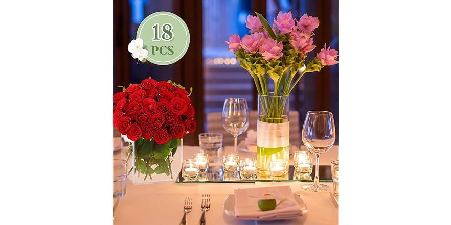 18 PC 5" Clear Cube Centerpieces Vases