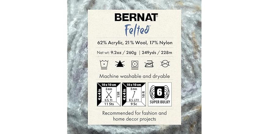 Bernat Felted Buff Fleck Yarn - 3 Pack of 9.2oz/260g