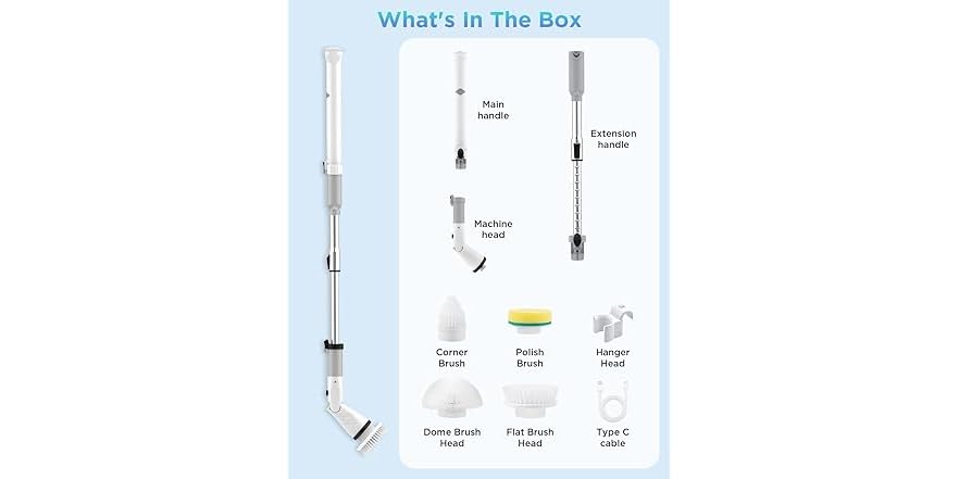 Electric Spin Scrubber, Cordless Power Brush Floor Scrubber with ...