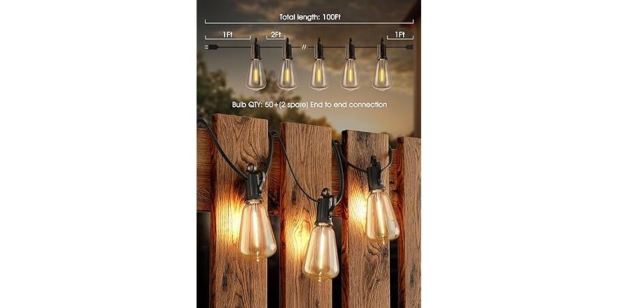 Brightown Outdoor String Lights LED 100FT Patio Lights