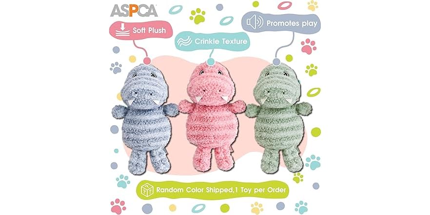 ASPCA Teddy Stripe Fabric Dino and T-Rex Plus