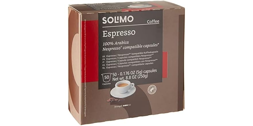Amazon Brand Solimo Espresso Capsules Med 50 Ct