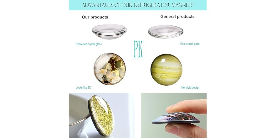 16pcs Crystal Glass Refrigerator Magnets