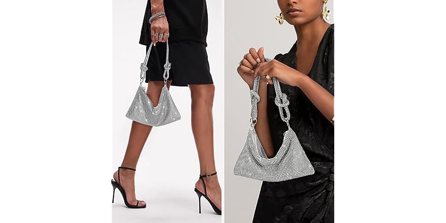 Rhinestone Shiny Silver Clutch Purse