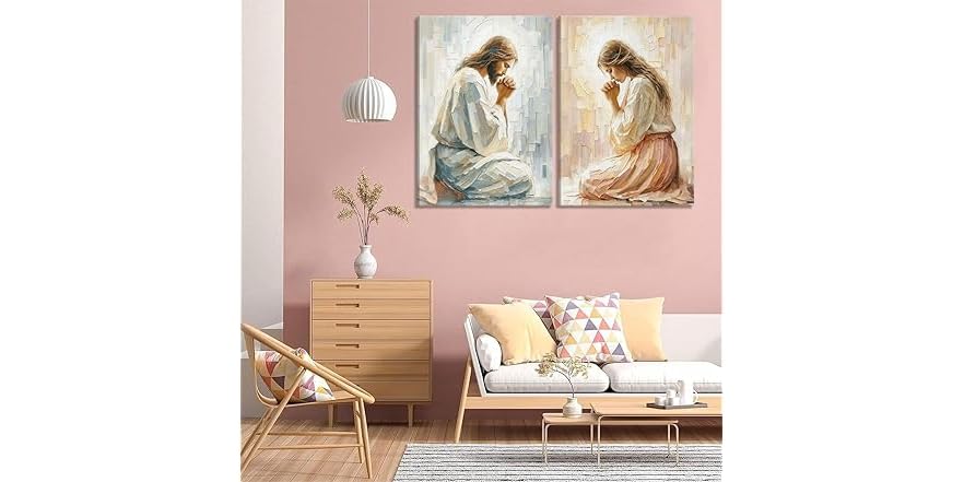 Generic 2Pcs Jesus Canvas Wall Art