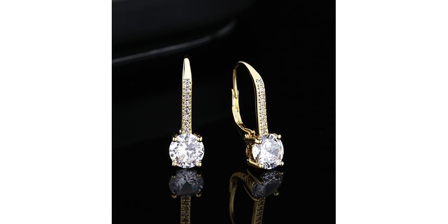 Round Cut Crystal Leverback Earrings