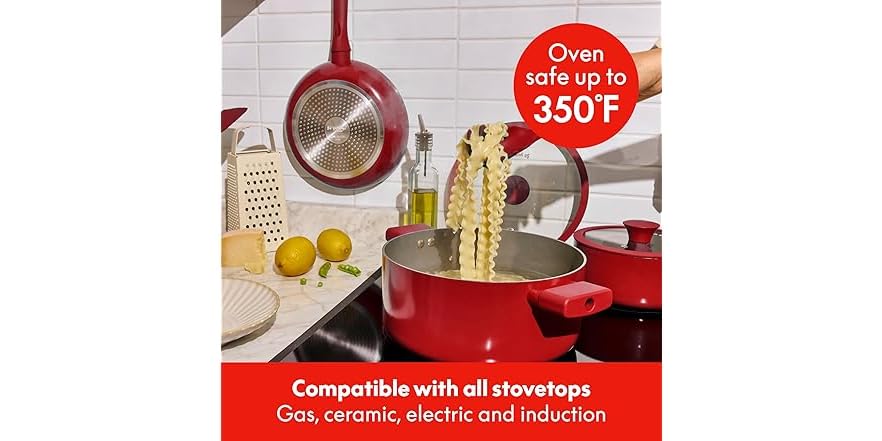 BELLA 12-Piece Cookware Set, Silicone Utensils