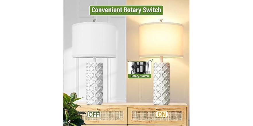 VerRon Set of 2 Farmhouse Ceramic Table Lamps