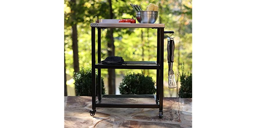Three-Shelf Rolling Outdoor Dining Cart Table
