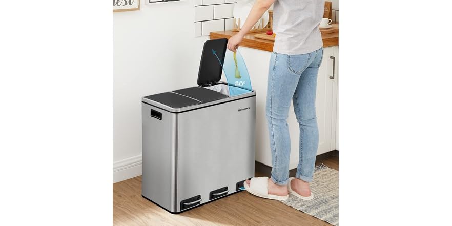 SONGMICS Triple Bin 4.8 Gallon Trash Can