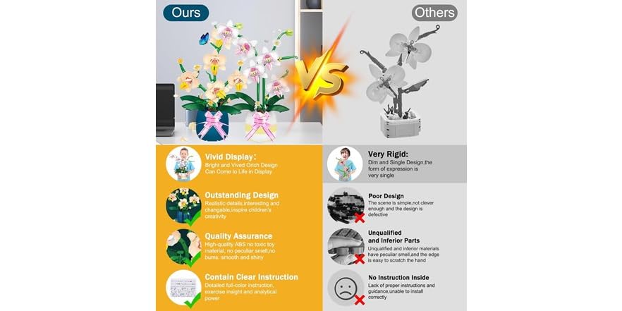 2 Pack Orchid Flower Building Blocks