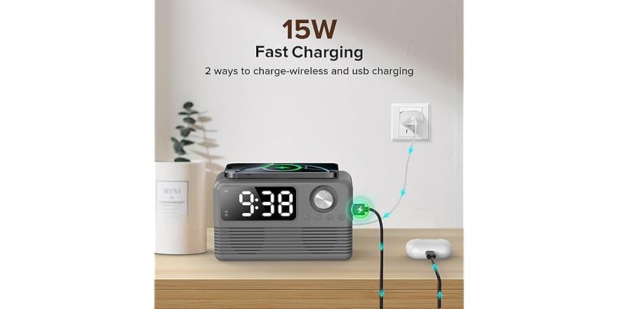 FlyShow 15W Fast Wireless Charger with Bluetooth Speaker