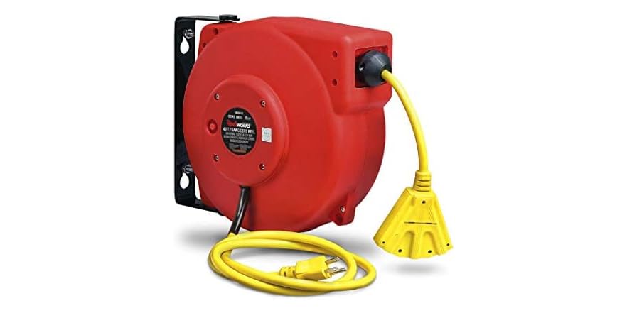ReelWorks Extension Cord Reel Retractable, 14AWG x 40'