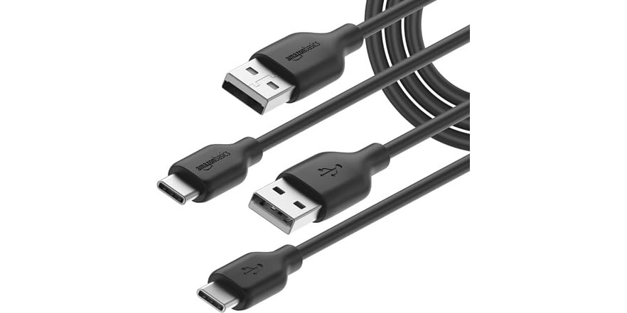 (2 PACK) AmazonBasics USB-C to USB-A 2.0 Fast Charging Cable