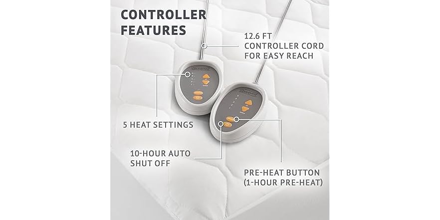 Beautyrest Cotton Blend Heated Mattress Pad