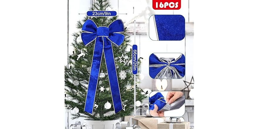 16 Pcs Large Christmas Wreath Bows