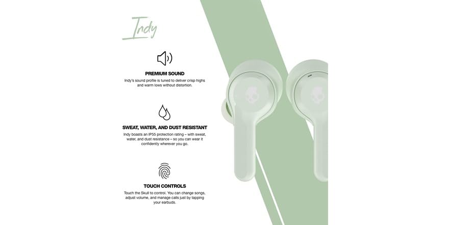 Skullcandy Indy True Wireless Bluetooth Earbuds (Mint)
