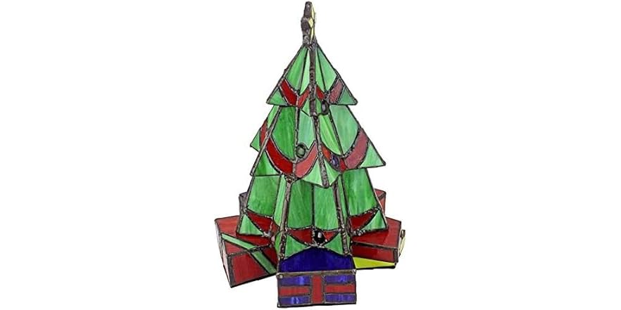 Design Toscano Christmas Tree Stained Glass Lamp