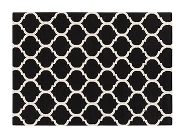 Black Geometric Hand Woven Rug