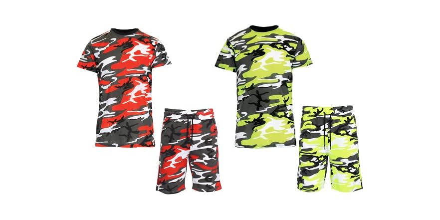 2-4Pc Womens S/S Camo Tee & Shorts Set