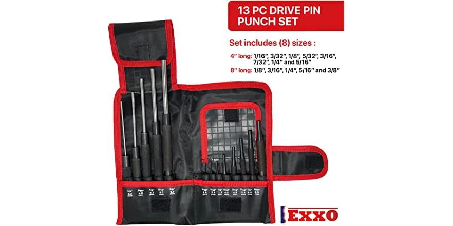 EXXO 0034 13pc Drive Pin Punch Set