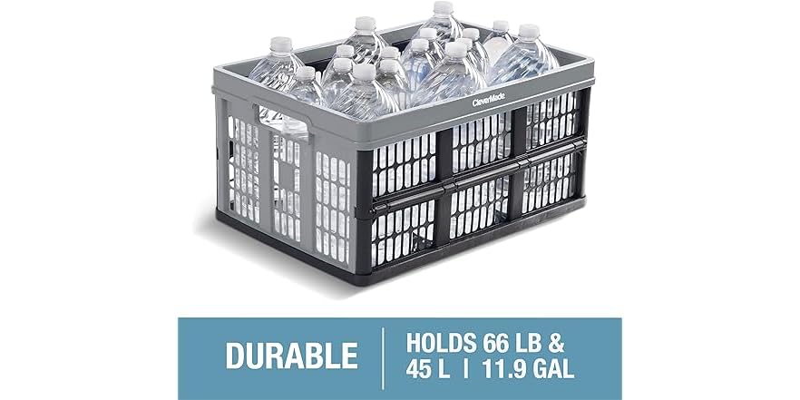 CleverMade Collapsible Utility Crate, Stone, 3PK