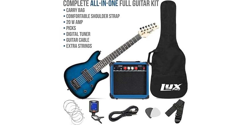 LyxPro 30" Electric Guitar Kit Bundle