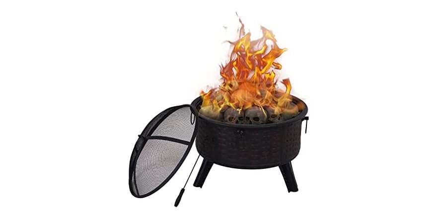 Grand Patio Round Bonfire Wood Burning Fire Pit