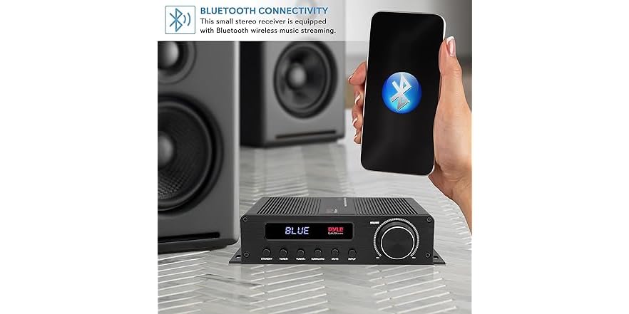 (NEW) Pyle 100W 5-Channel Wireless Bluetooth Home Audio Amplifier